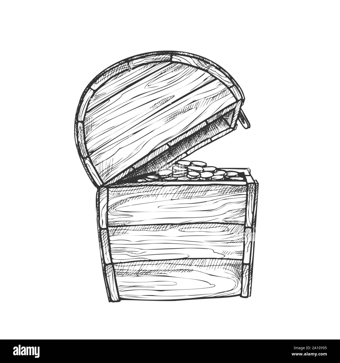 Treasure Chest With Coins Side View Vintage Vector Stock Vector Image ...