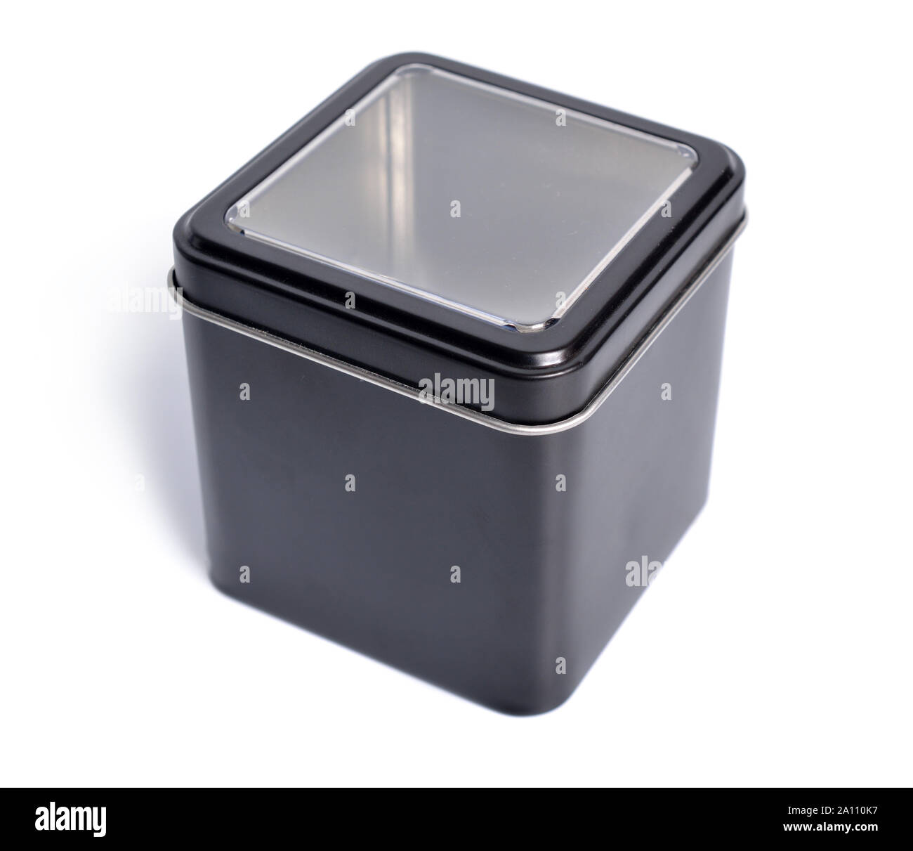 Black metal box with a transparent lid isolated on white Stock Photo ...
