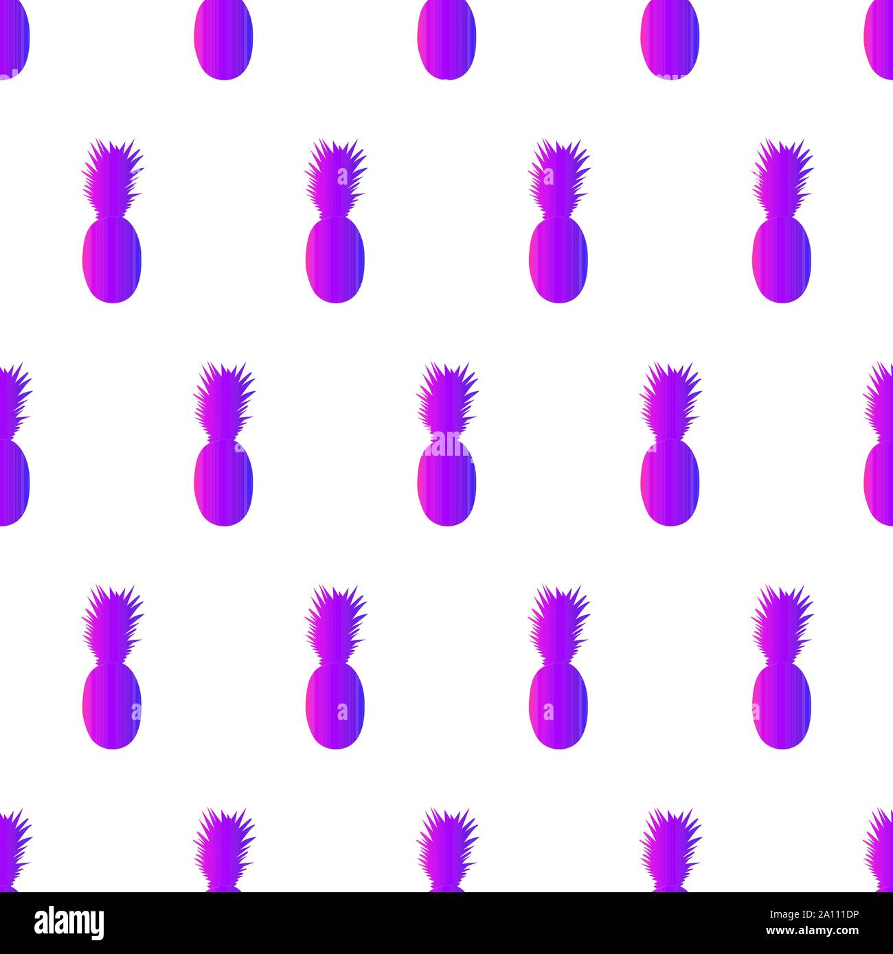 Neon pineapple seamless pattern. Colorful outline on white. Background ...