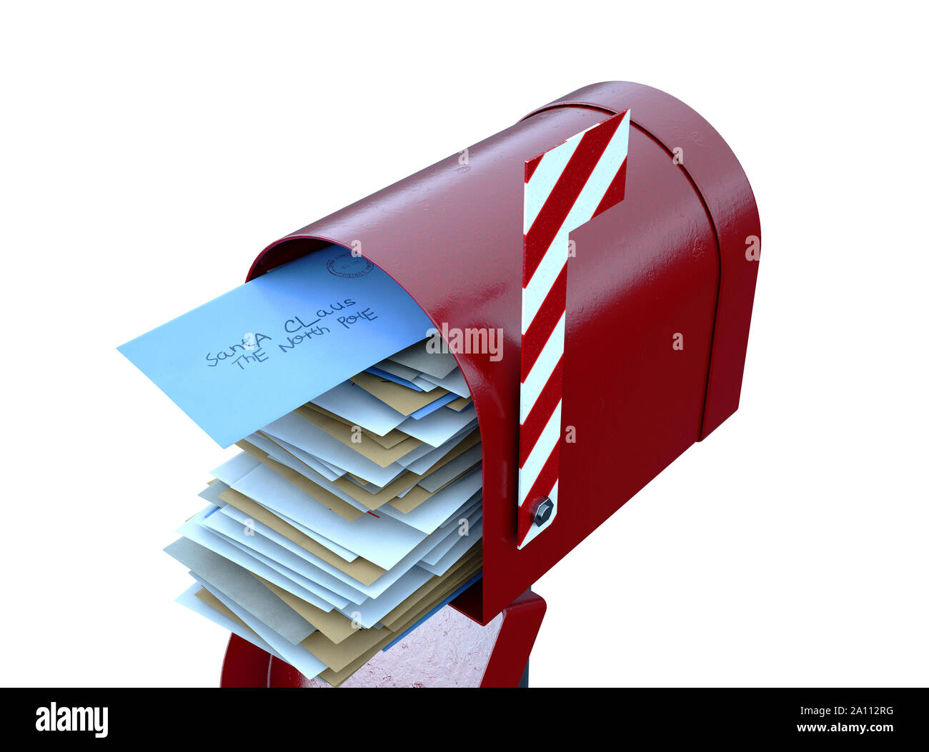 A christmas concept depicting a red retro mailbox belonging to santa ...