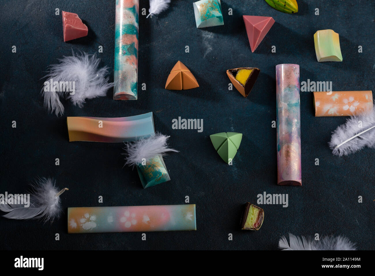 Still life with chocolate candies collection Stock Photo - Alamy