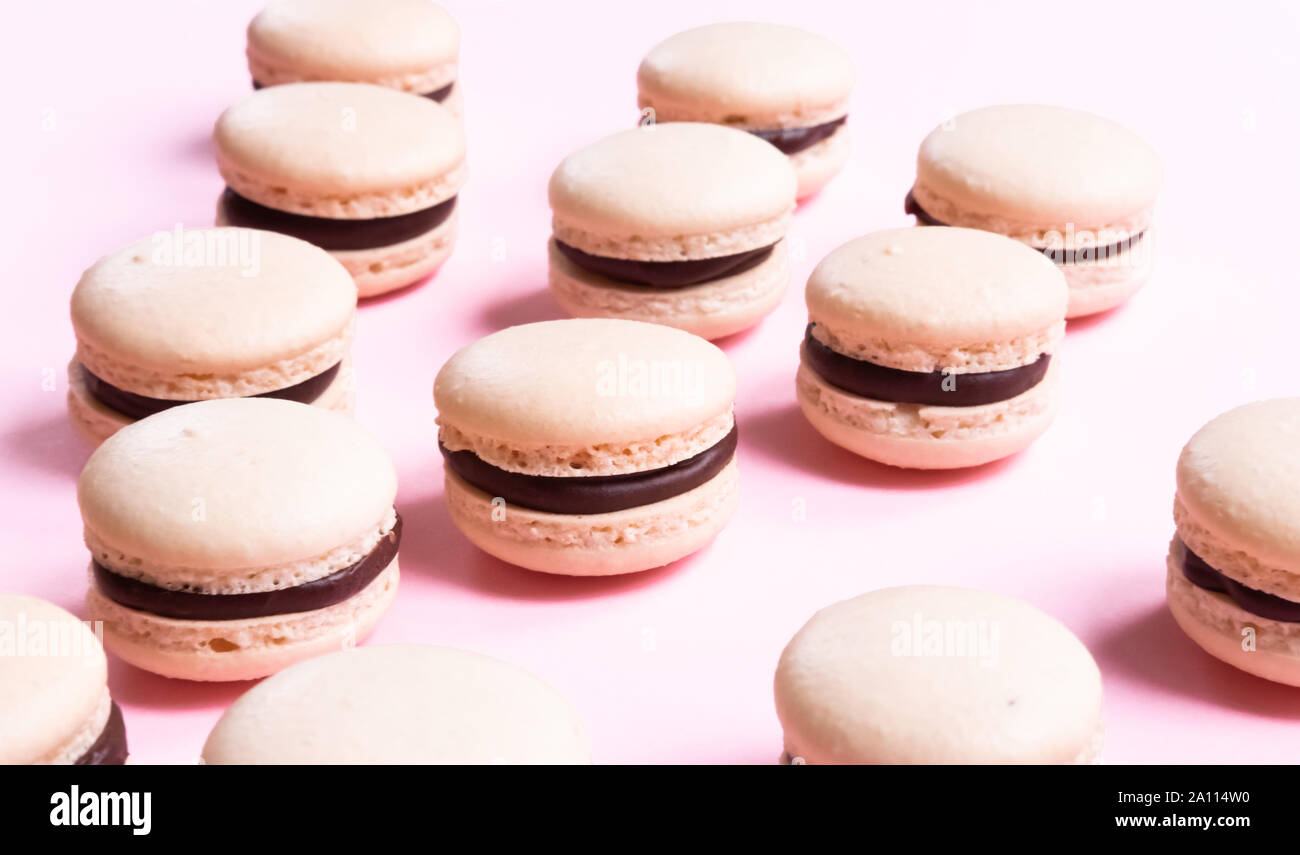 Pink macaroons background Stock Photo - Alamy