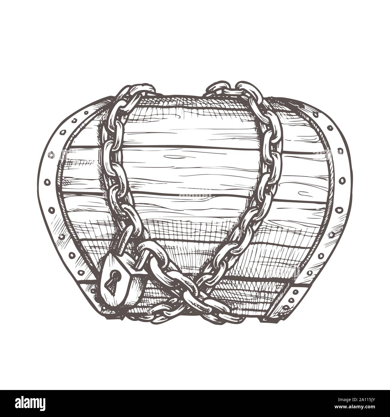 Treasure Chest Chain Shrouded Monochrome Vector Stock Vector Image ...