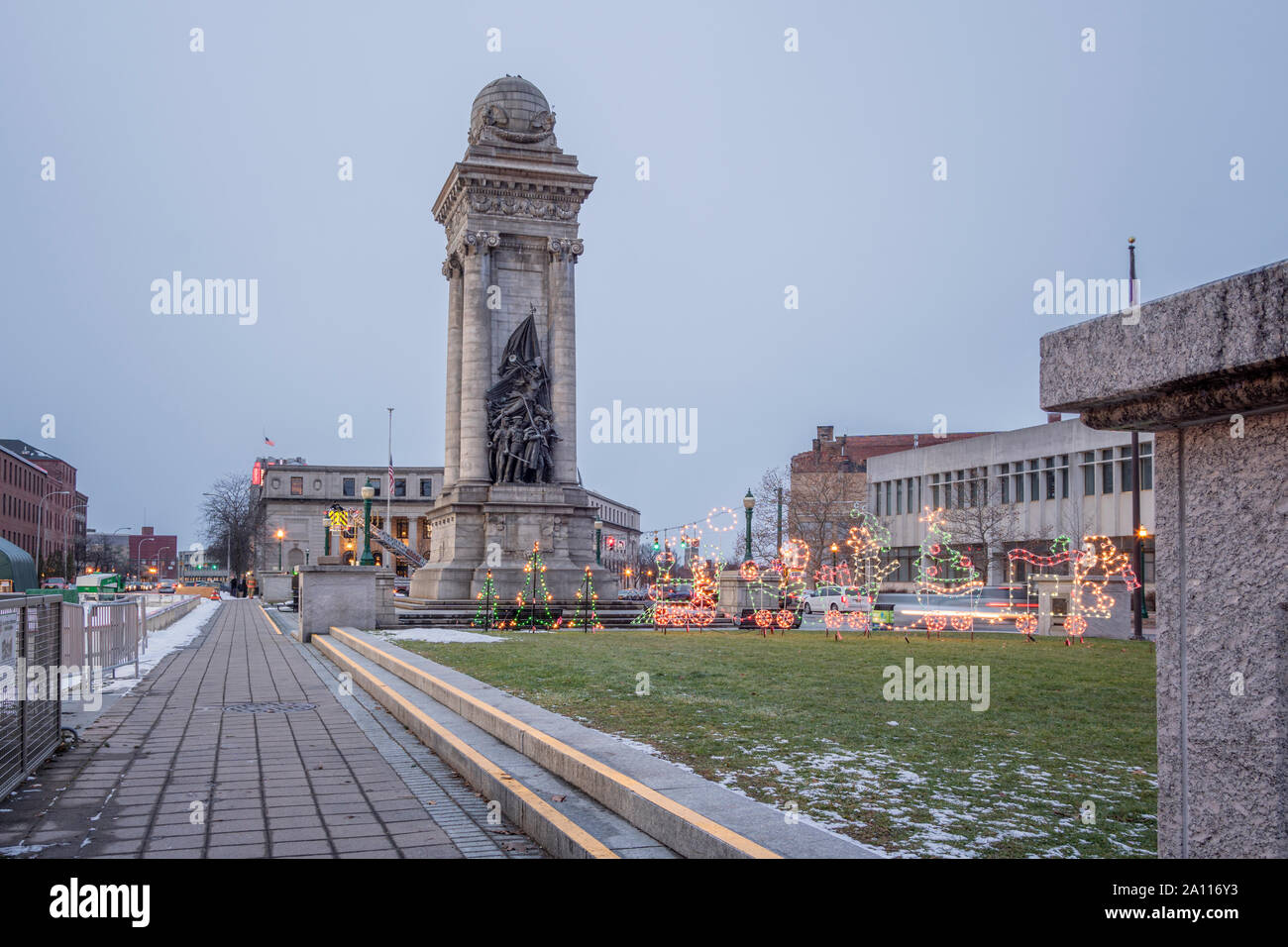 A Vertical View of Soldiers' and Sailors' Monument at Clinton Square ...