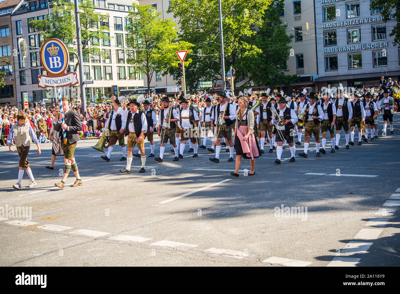 Munich,Germany-September 21,2019: A marching band plays music as it ...