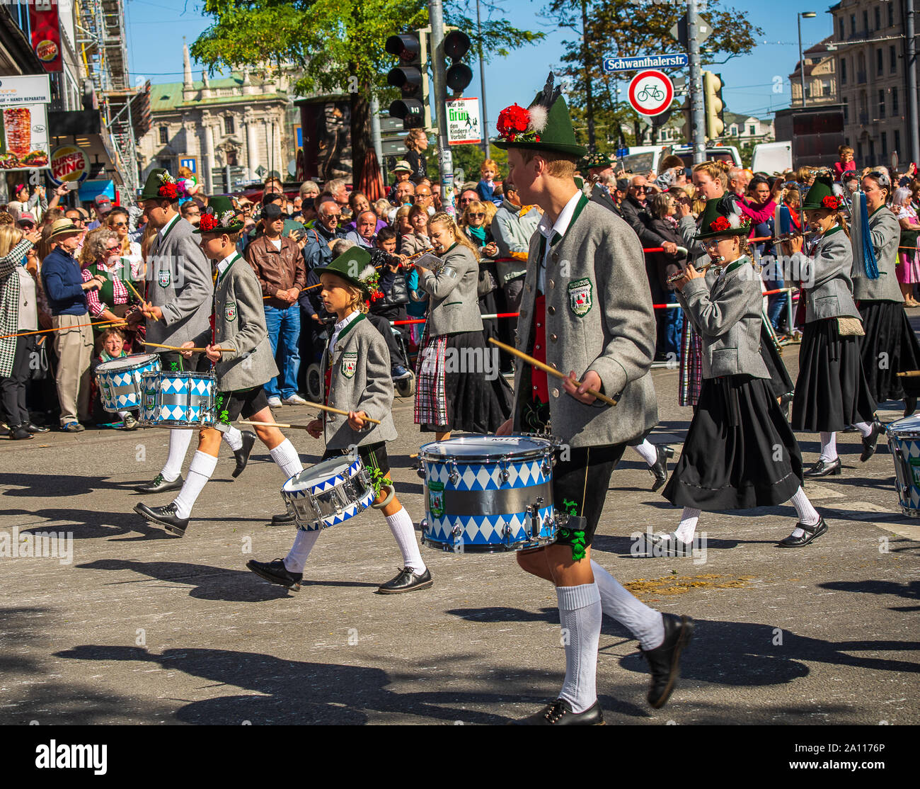 Munich,Germany-September 21,2019: A marching band plays music as it ...