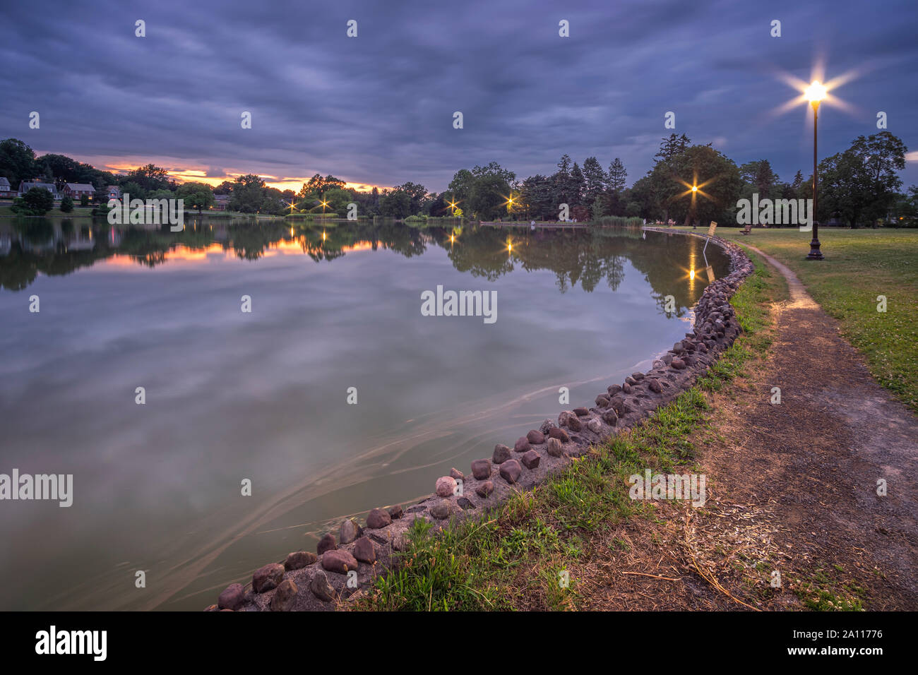 Horizontal Night View of the Upper Onondaga Park (2:3 Ratio Size Stock ...