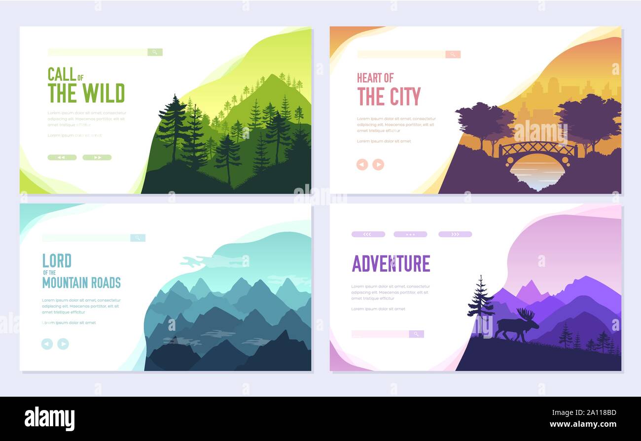 Nature vector brochure cards set. Ecology template of flyear, web ...