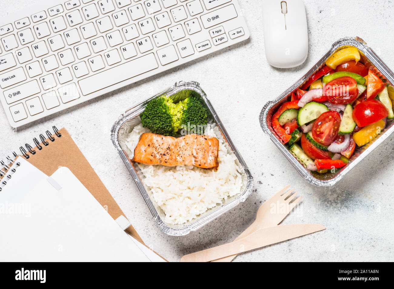 Food delivery concept - healthy lunch in boxes Stock Photo - Alamy