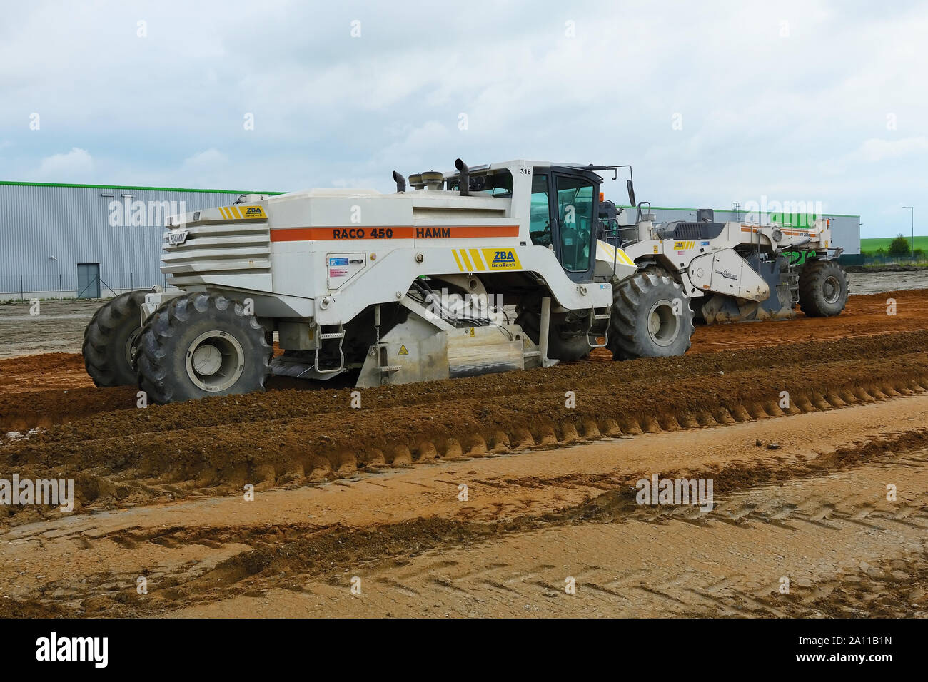 Construction site with ground movement machinery at work, earthmoving ...