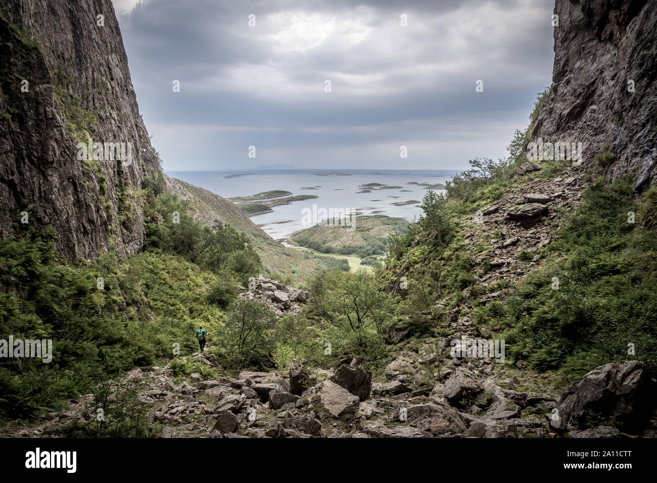 View from Torghatten mountain in Helgeland Stock Photo - Alamy