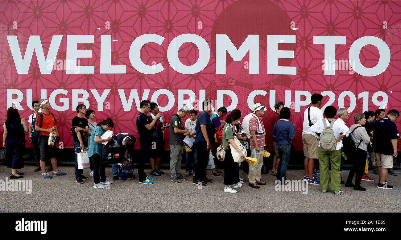 Fans queue for the stadium before the 2019 Rugby World Cup Pool D match ...
