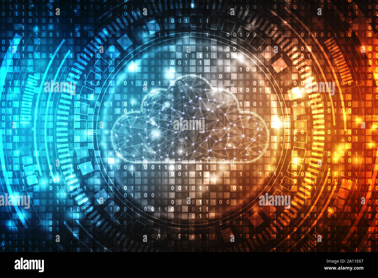 2d illustration of Cloud computing, Cloud Computing Concept, Cloud computing technology internet ...