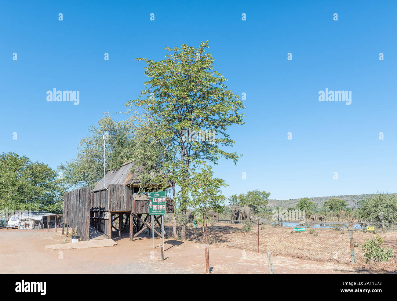 KRUGER NATIONAL PARK, SOUTH AFRICA - MAY 16, 2019: The hide at Punda ...