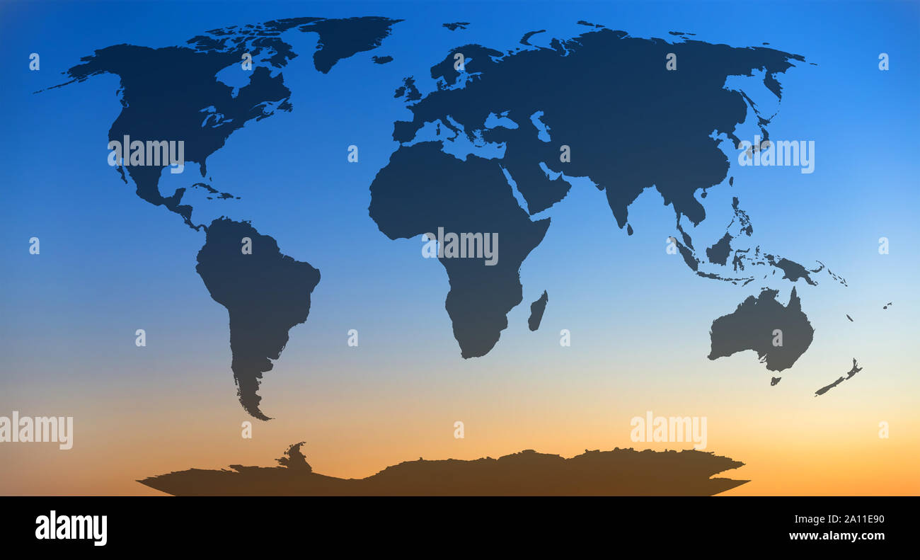 World map, continents in sunset sky background Stock Photo - Alamy