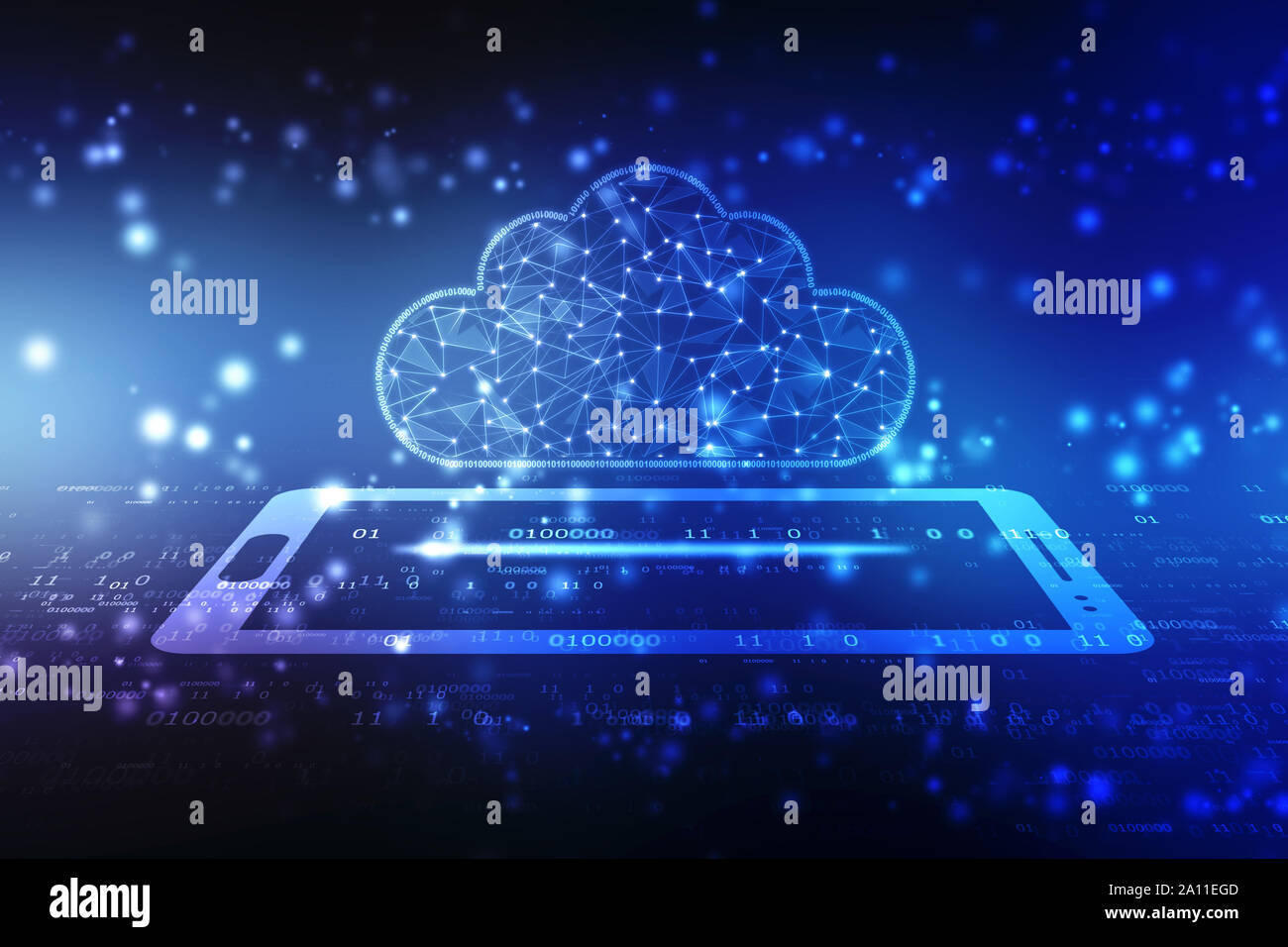 2d illustration of Cloud computing, Cloud Computing Concept, Cloud computing technology internet ...