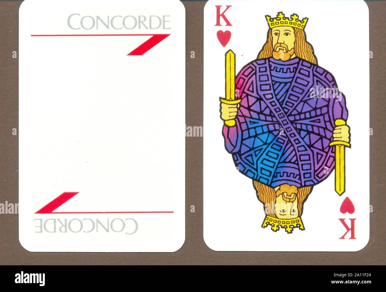Two examples from a set of playing cards issued for Concorde passengers ...