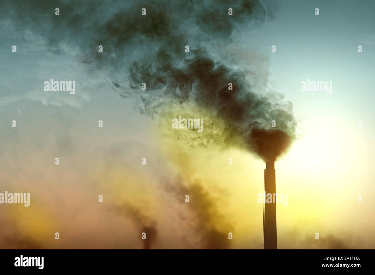 Chimney results in air pollution from the industrial activity in the ...
