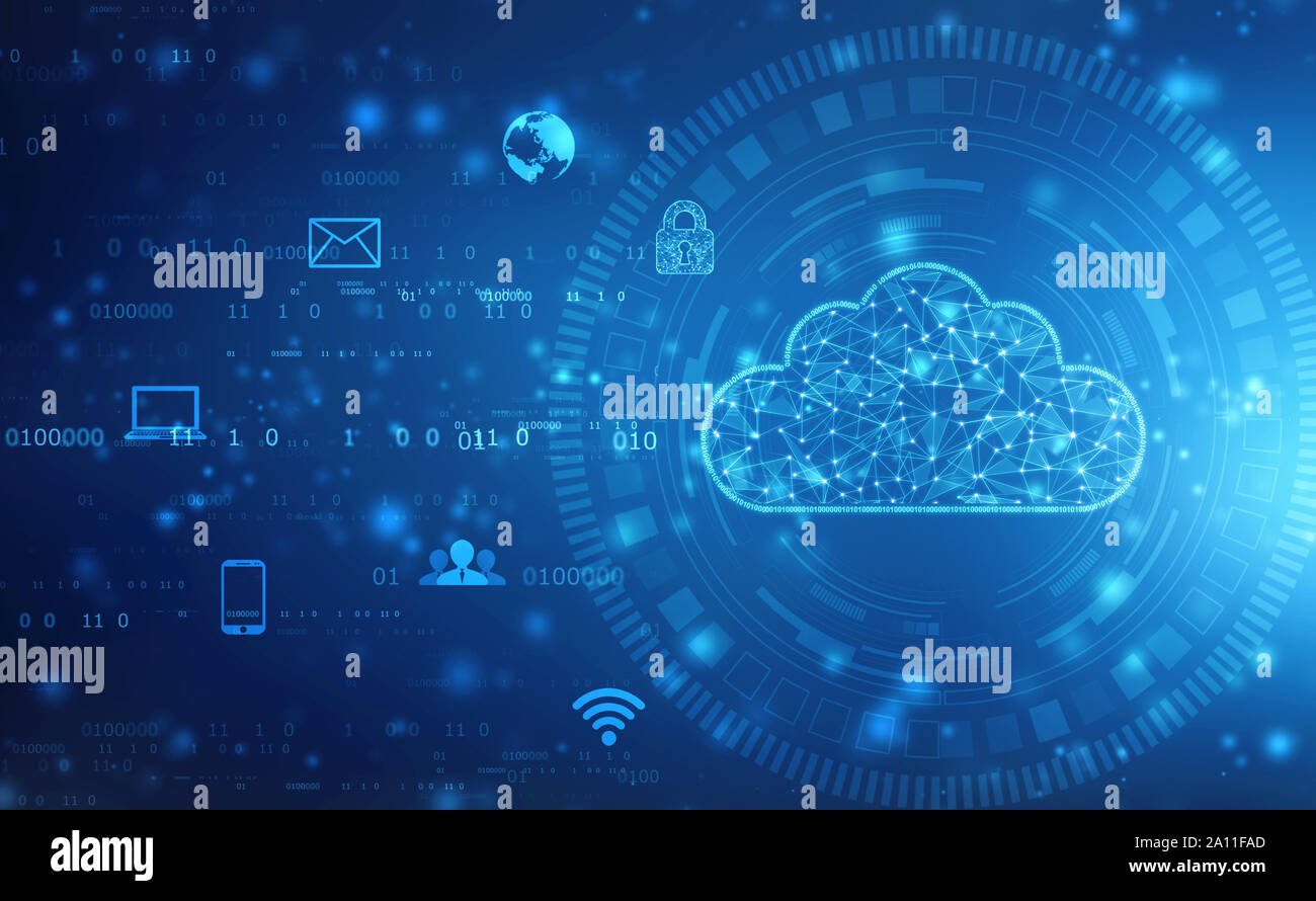 2d illustration of Cloud computing, Cloud Computing Concept, Cloud computing technology internet ...