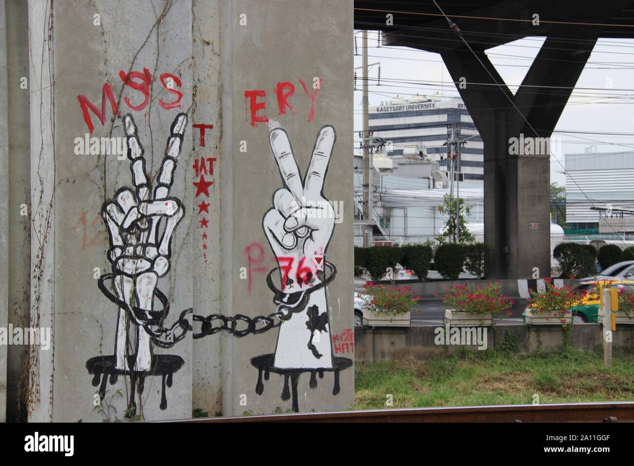 Bangkok's Stonehenge and graffiti near Bang Khen and Lak Si parallel to ...