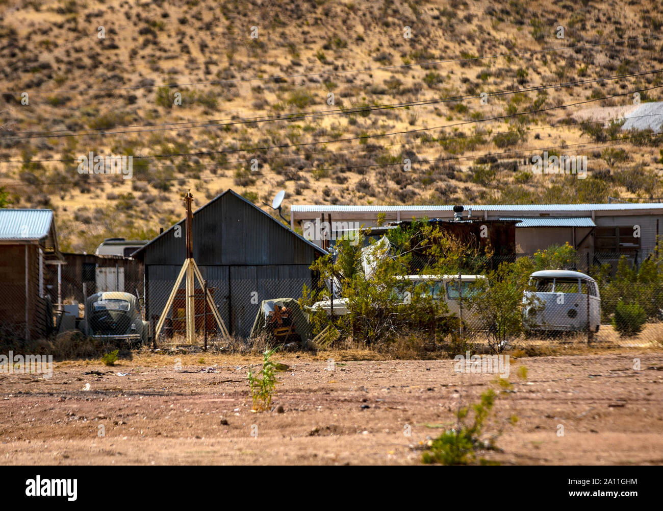 Old VW Microbus T1 Type1 Split window in a dusty area in California ...