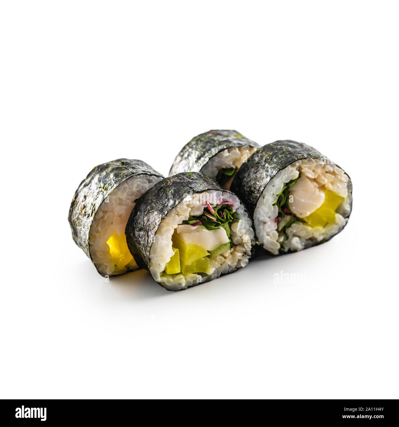 Sushi Maki different types isolated on white background Stock Photo - Alamy