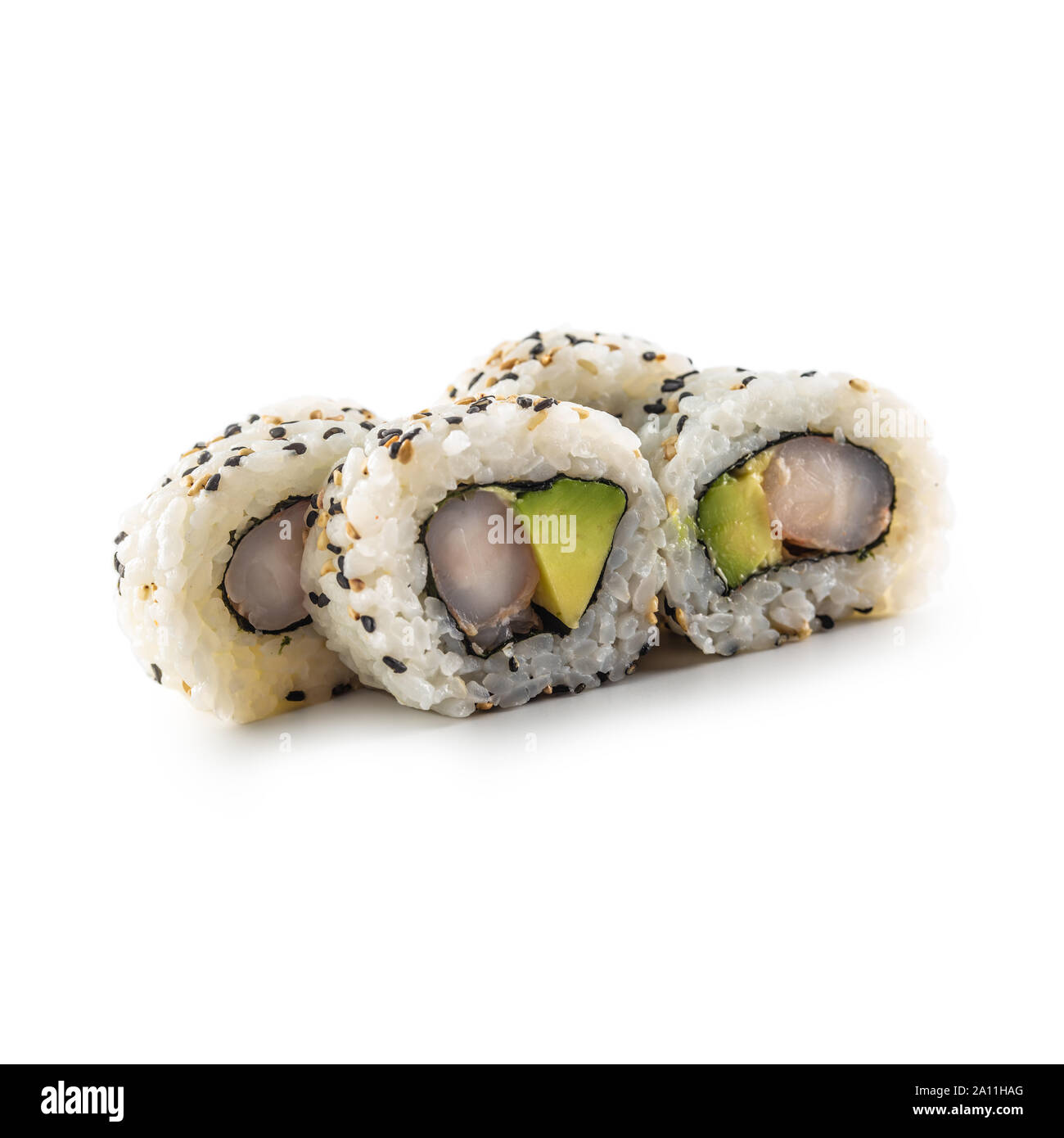 Sushi california roll different types isolated on white background ...