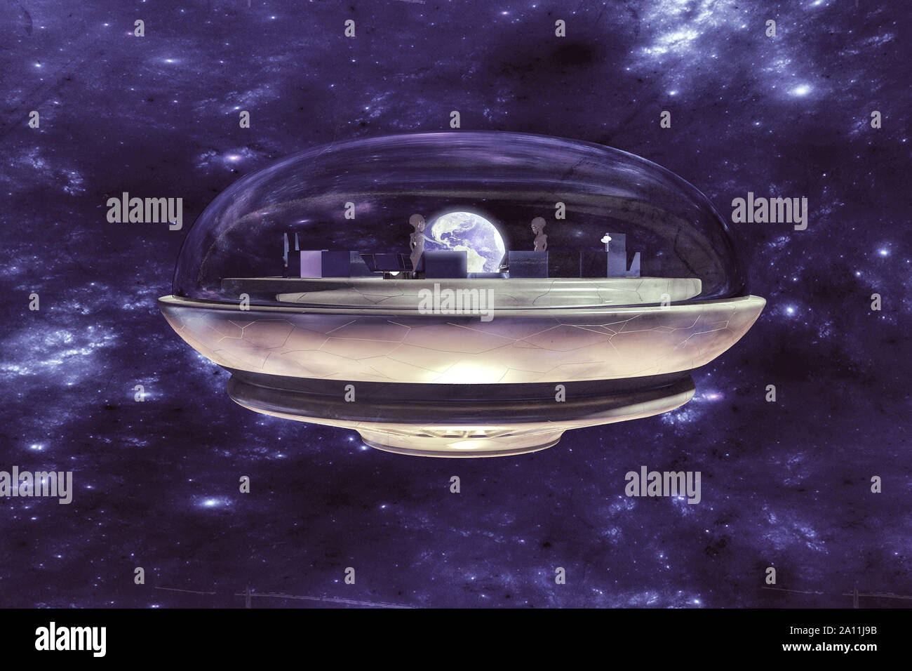 aliens inside the cockpit of a unidentified flying object Stock Photo ...