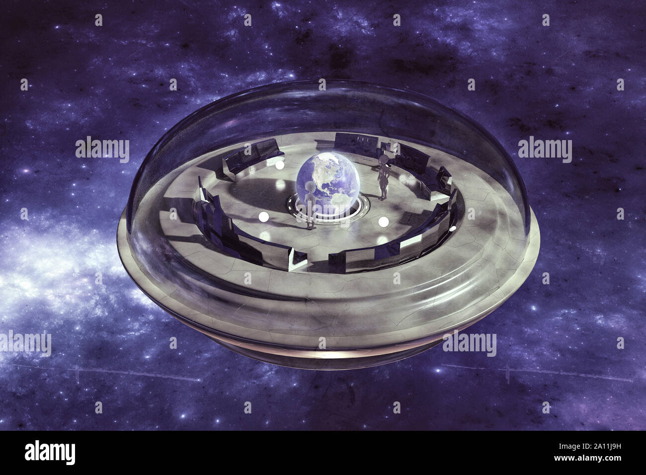 aliens inside the cockpit of a unidentified flying object Stock Photo ...