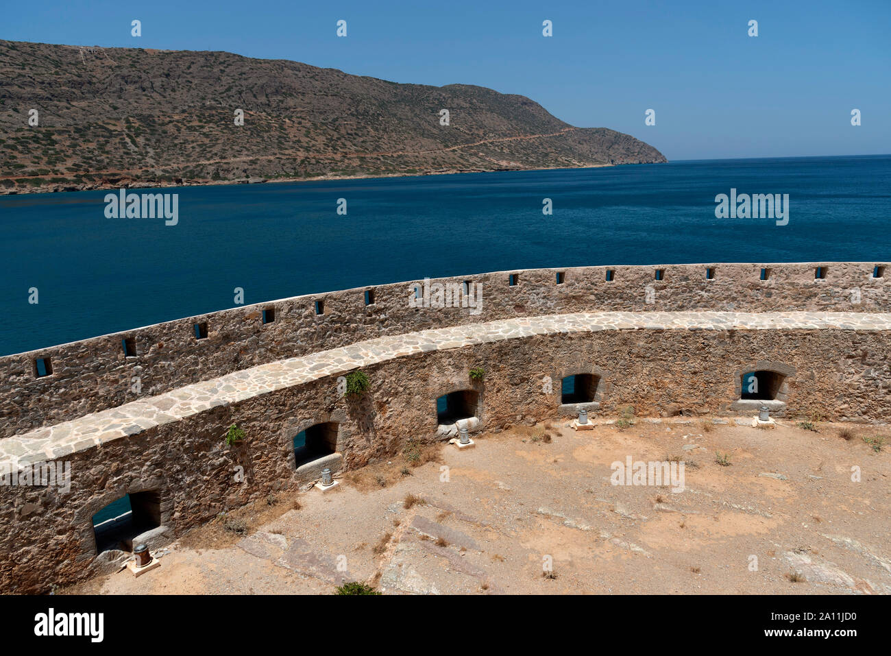 Spinalonga island, Crete, Greece. Fortifications and venetian ...