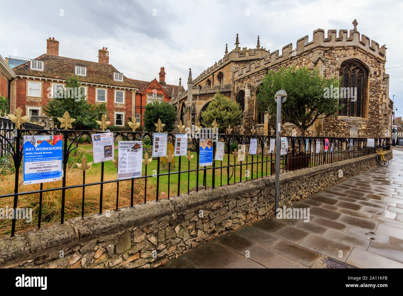 huntingdon town centre all saints church, cambridgeshire, england, uk ...