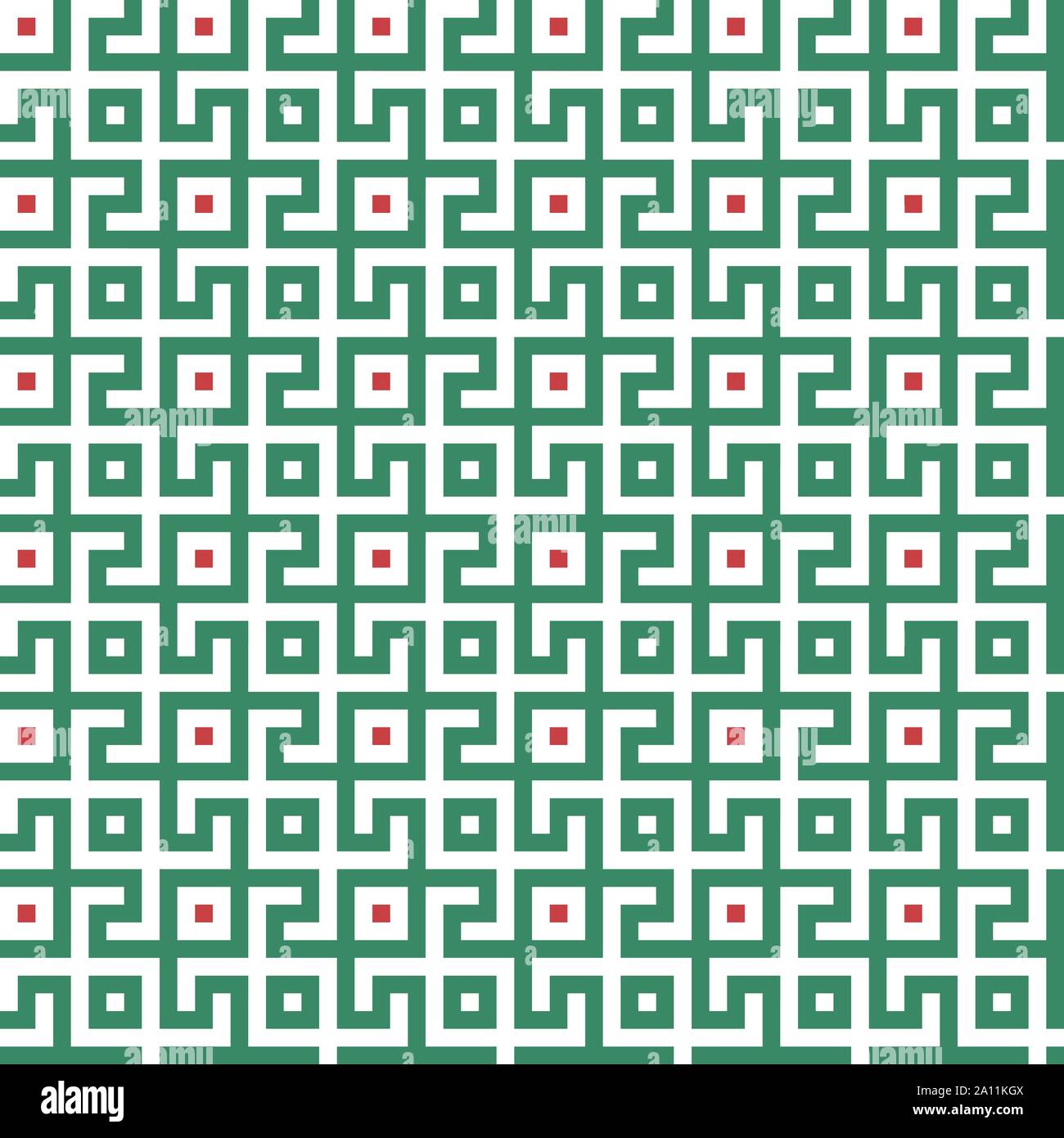 Abstract seamless maze pattern. Geometric green, red and white ...