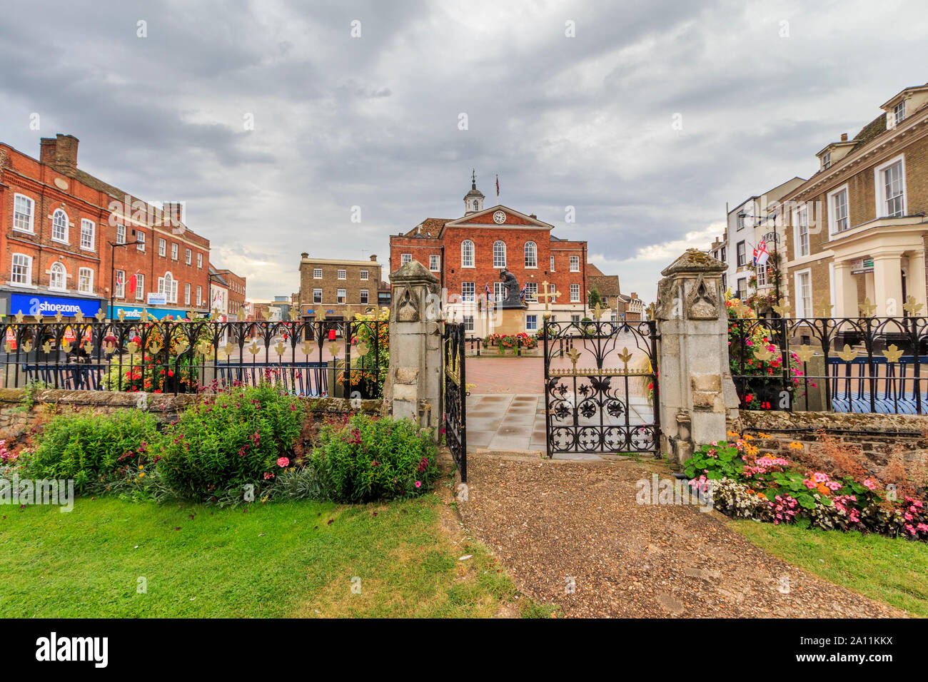 huntingdon town centre all saints church, cambridgeshire, england, uk ...