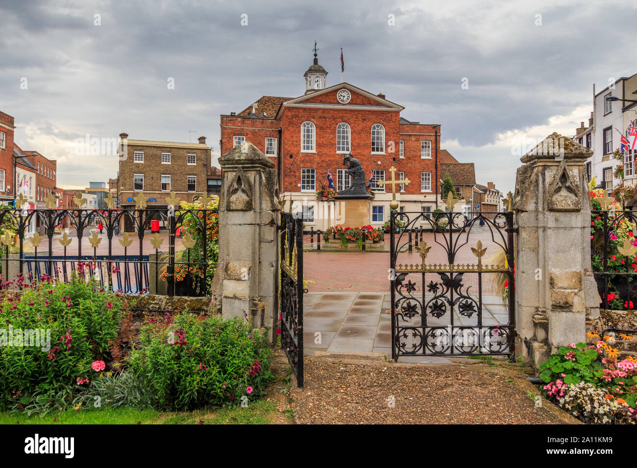 huntingdon town centre all saints church, cambridgeshire, england, uk ...