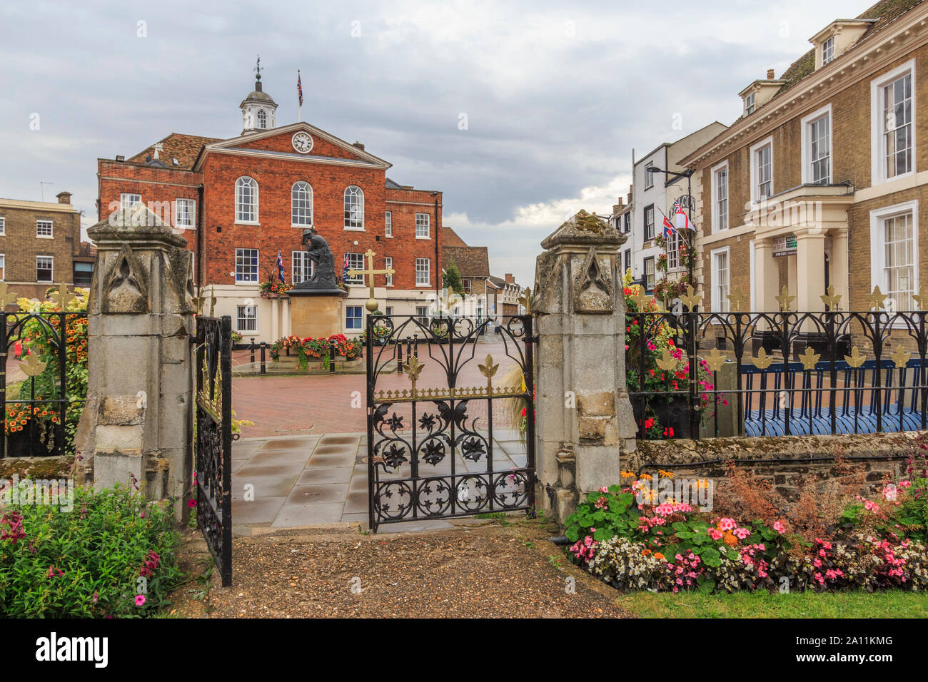 huntingdon town centre all saints church, cambridgeshire, england, uk ...