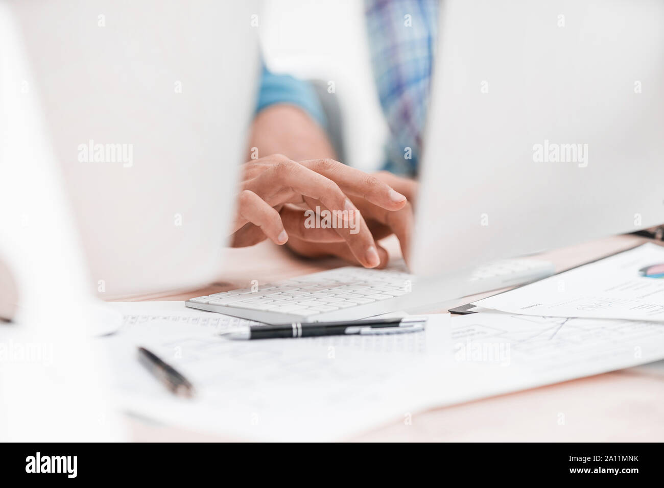 close up. background image of employees typing on the computer keyboard ...