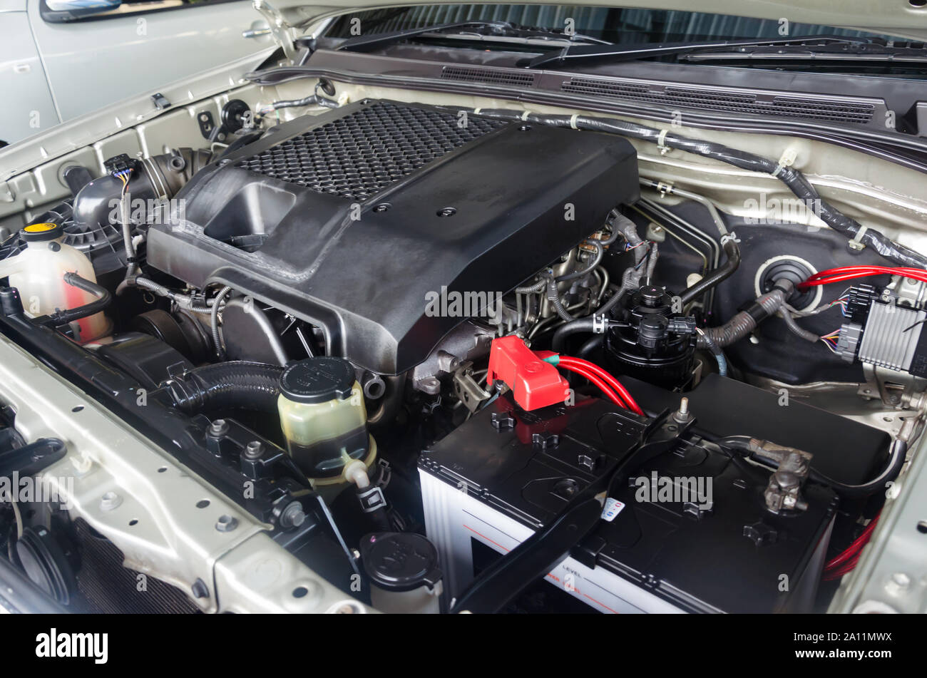 detail of new car engine Stock Photo - Alamy