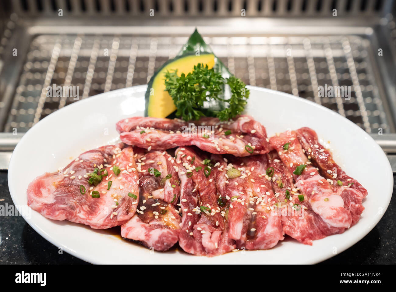 Raw premium wagyu beef rib for japanese yakiniku Stock Photo - Alamy