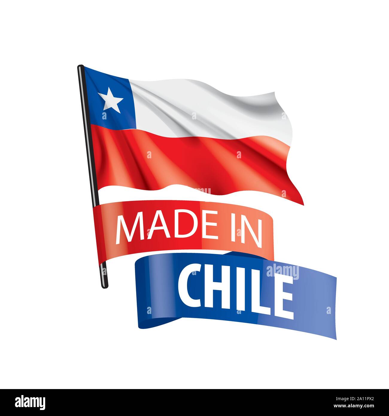 Chile flag, vector illustration on a white background Stock Vector ...