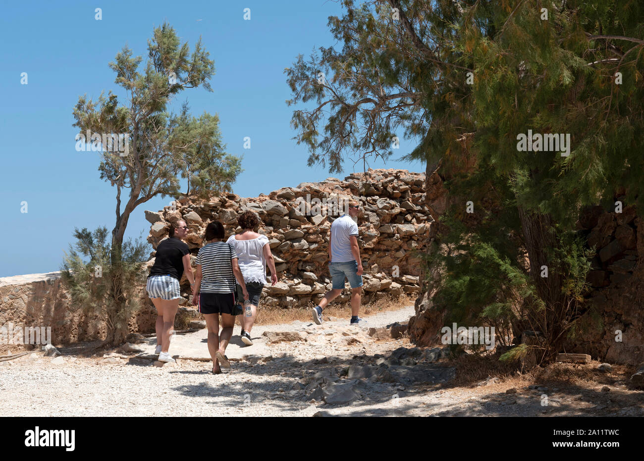 Spinalonga island, Crete, Greece. June 2019. Fortifications and ...