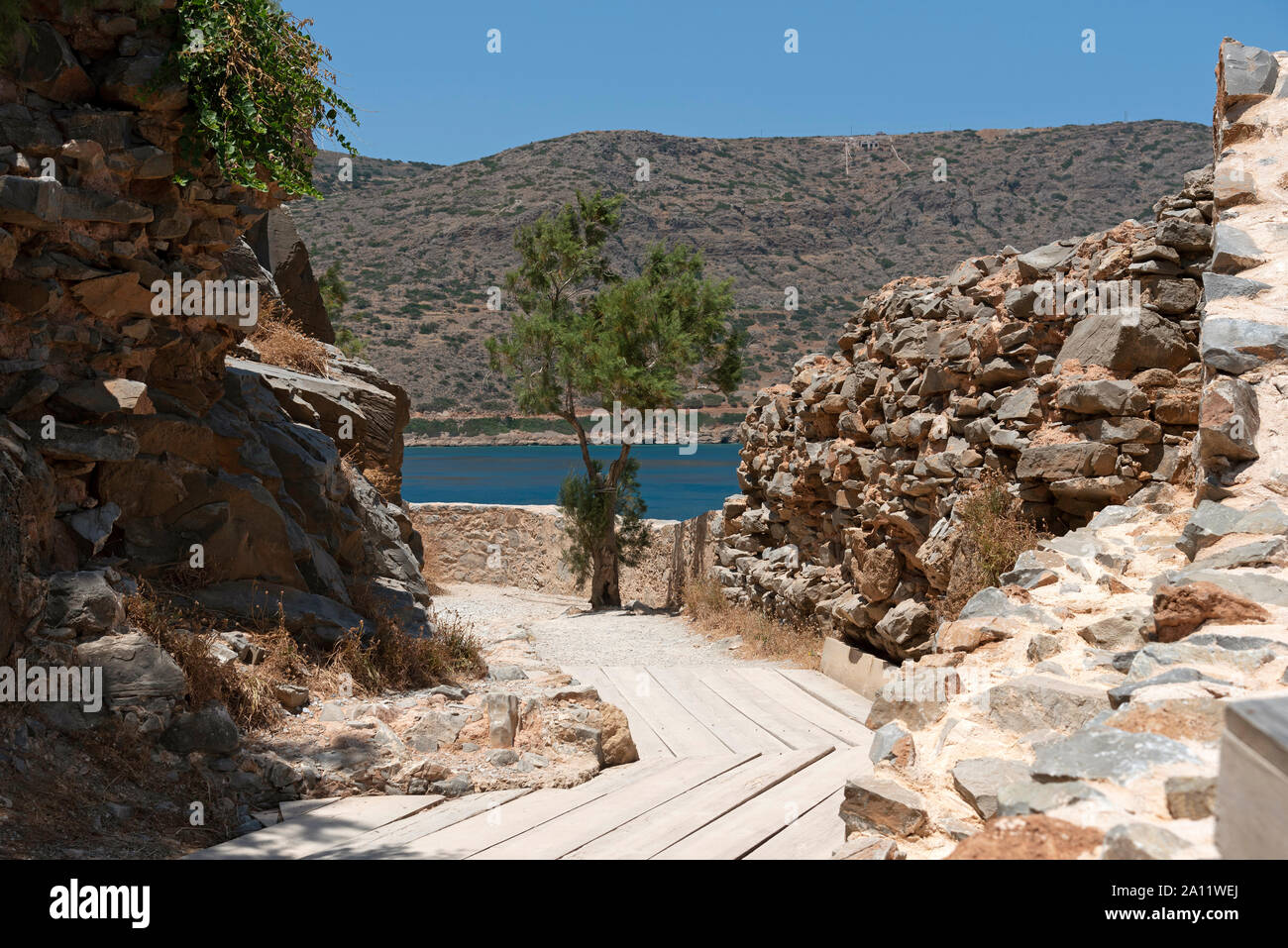 Spinalonga island, Crete, Greece. Fortifications and venetian ...