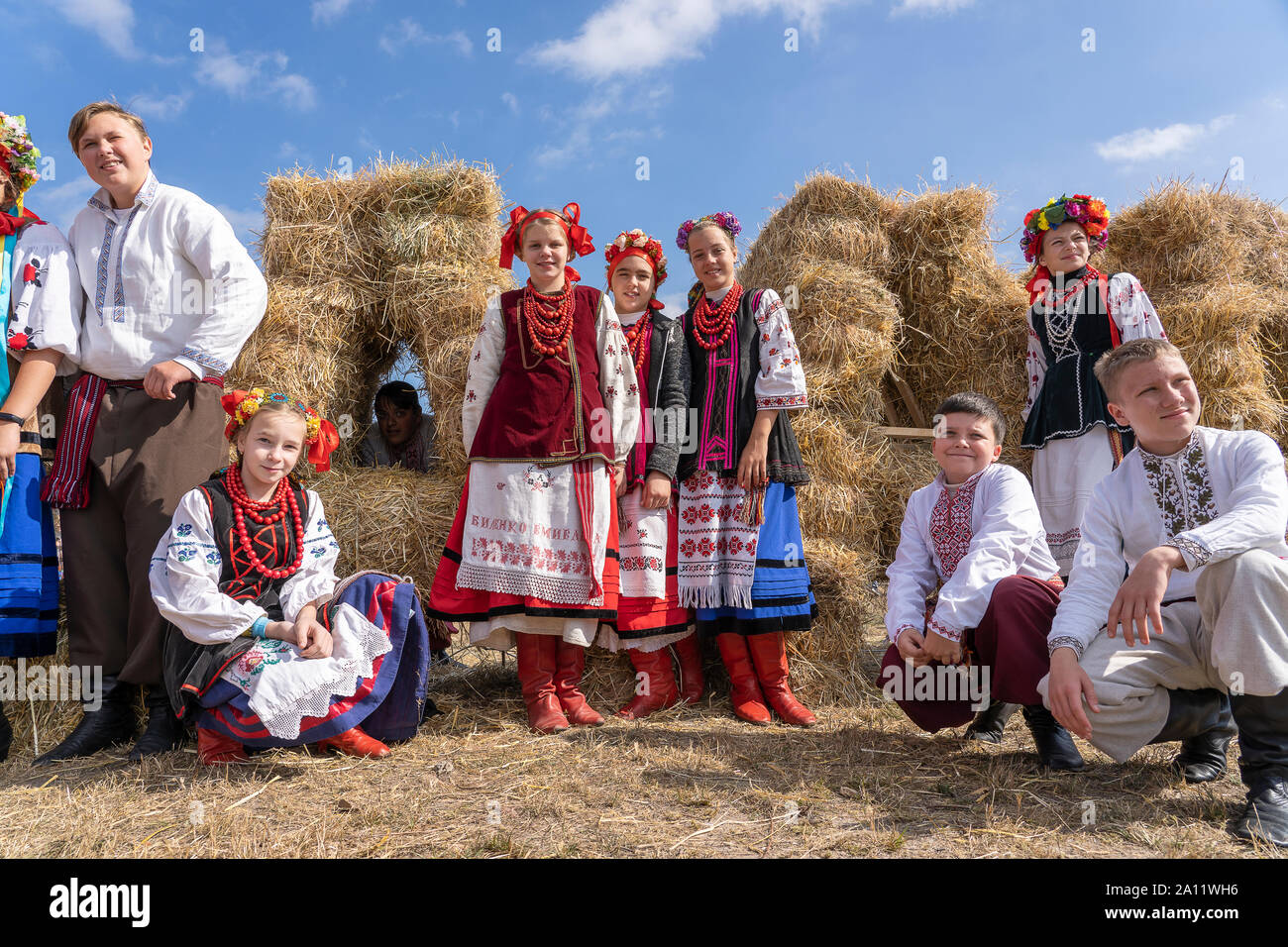 Slavuta, Ukraine - september 22, 2019 : Ukrainian girls and boys in ...