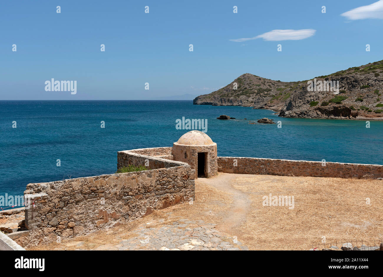 Spinalonga island, Crete, Greece. Fortifications and venetian ...