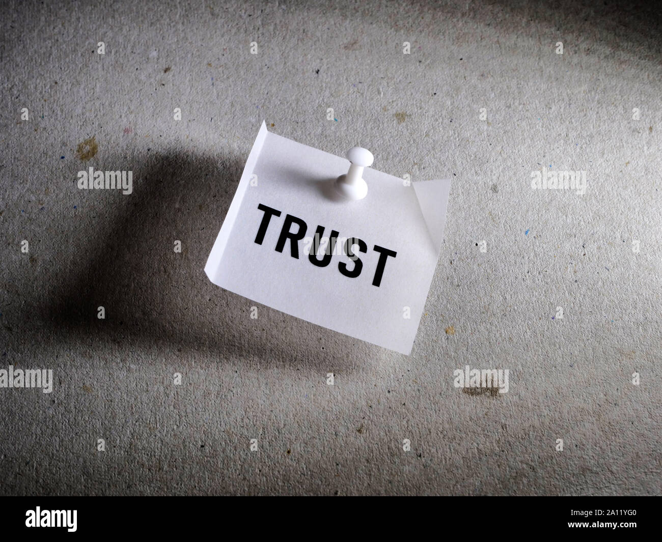 Close up of a trust word label on paper Stock Photo - Alamy