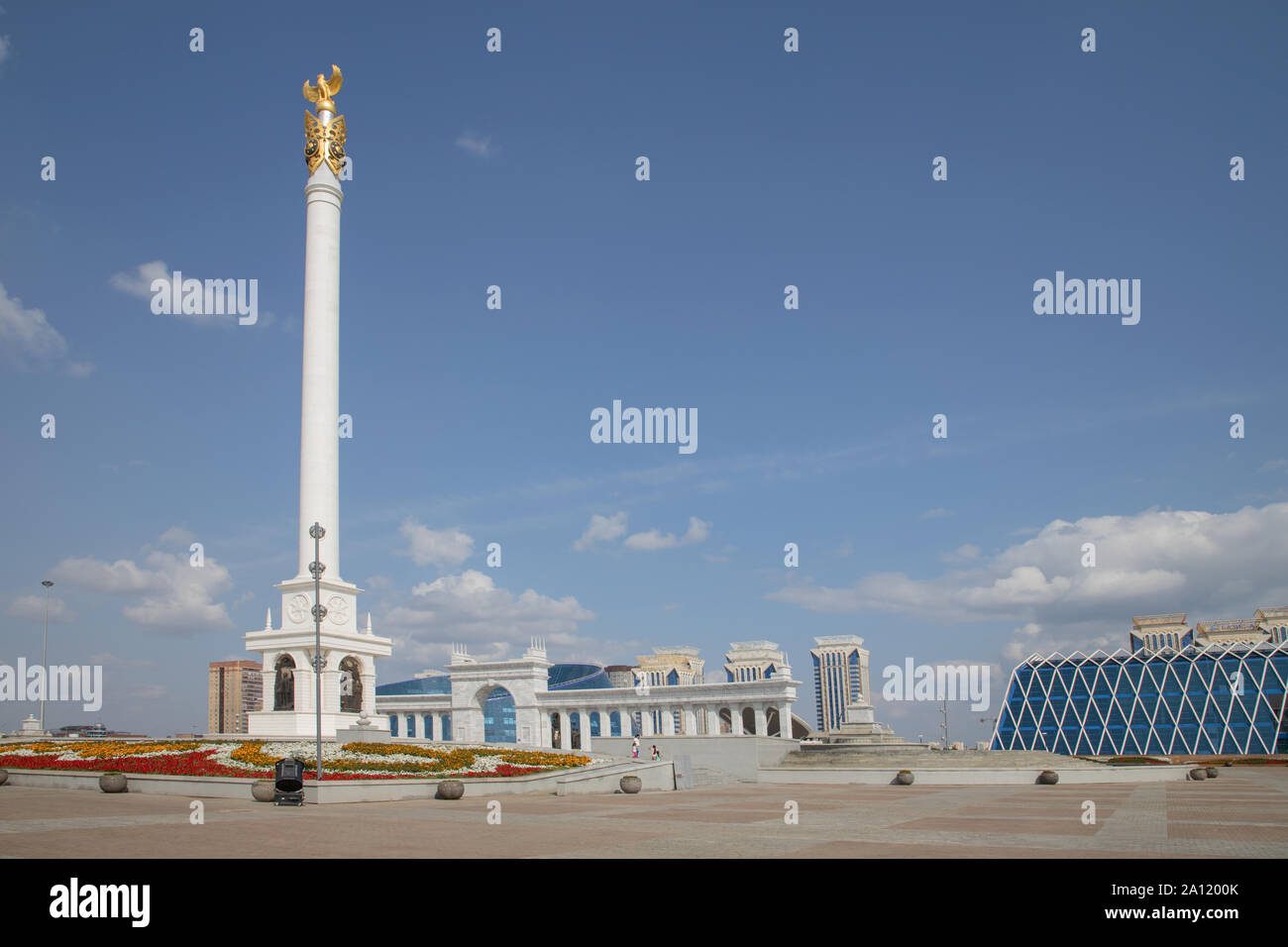 Kazakh Eli monument in independence square astana or nur-sultan the ...
