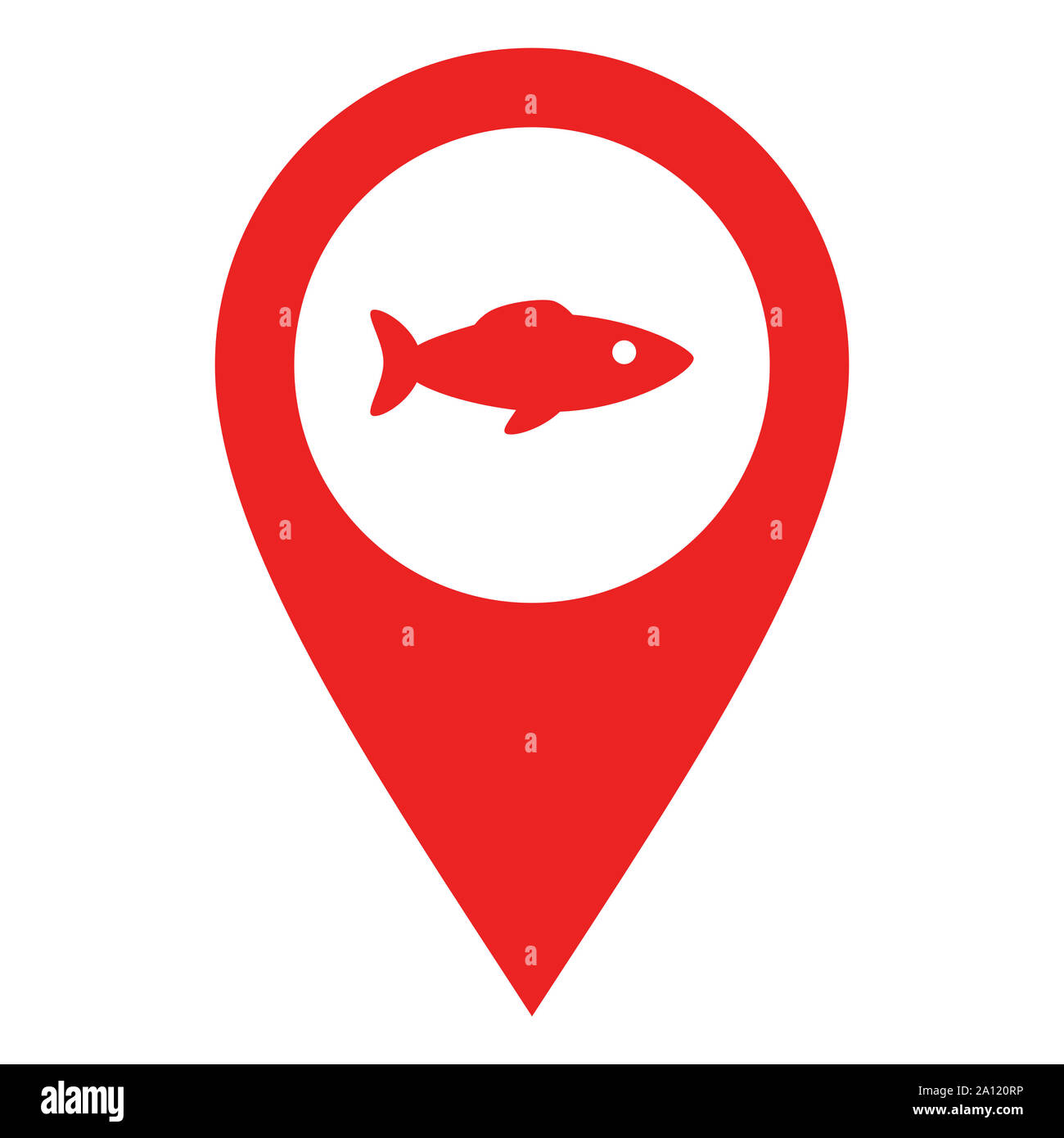 Fish and location pin Stock Photo - Alamy