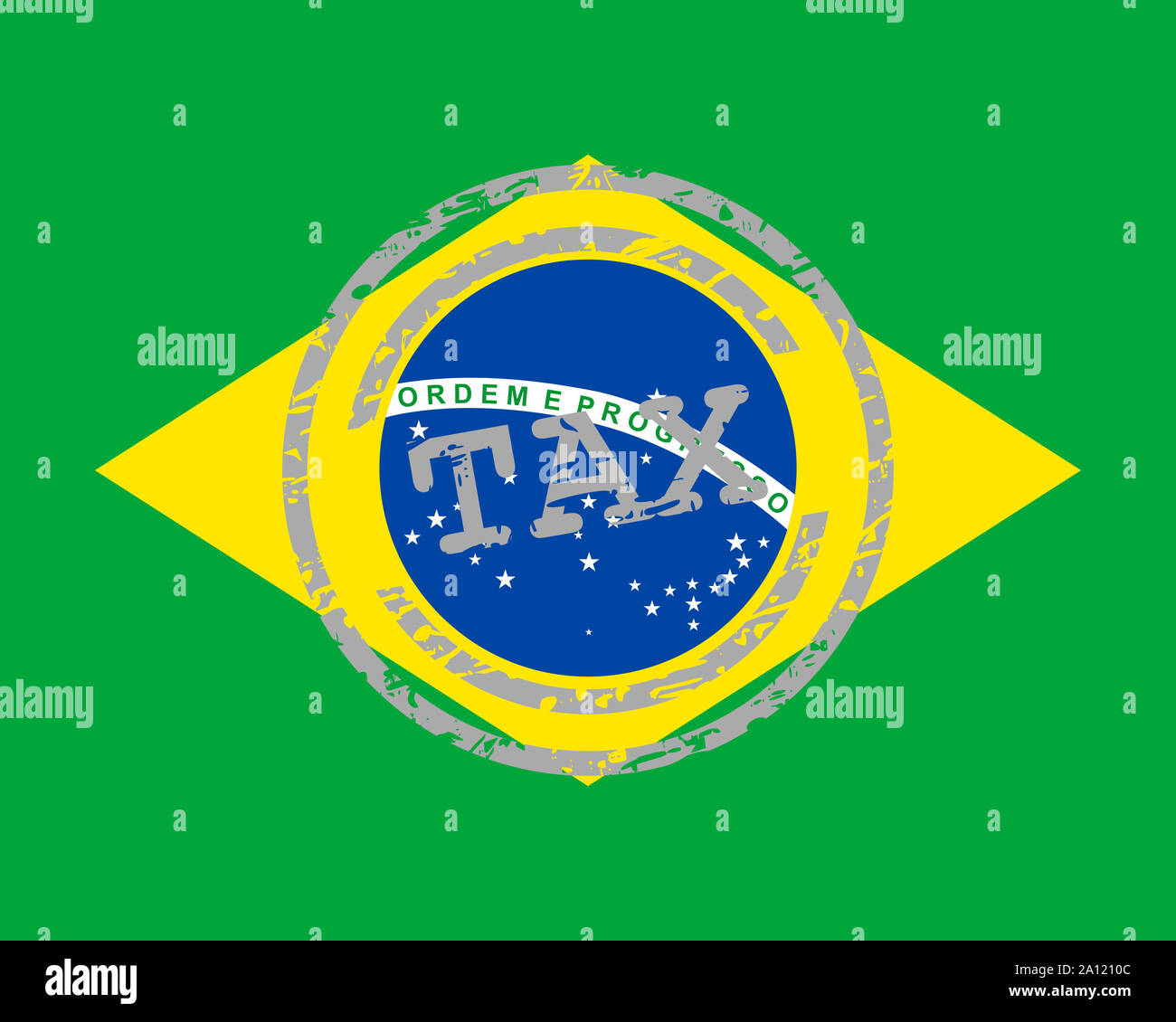 Tax stamp and flag of Brazil Stock Photo - Alamy