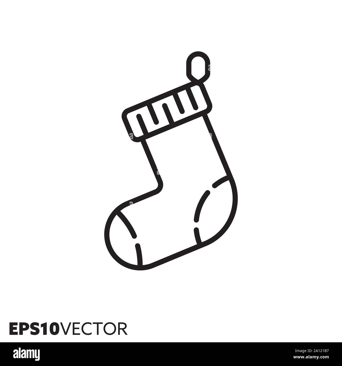 Christmas stocking line icon. Outline symbol of holidays and festive ...