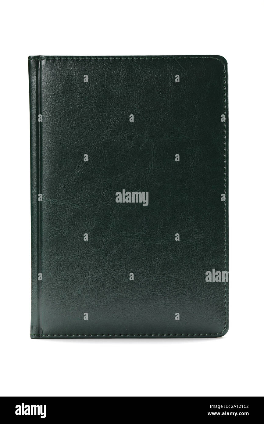 Green diary isolated on white background Stock Photo - Alamy