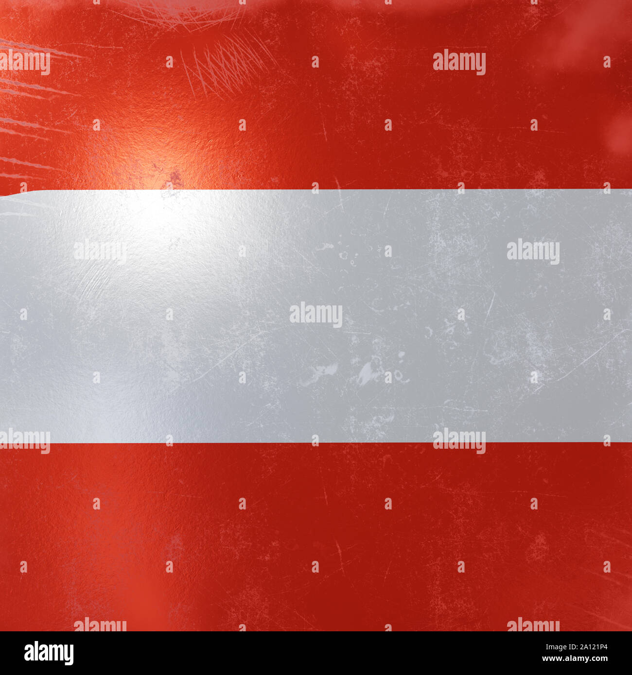 3d rendering of a rusty and old Austria flag on a metallic surface ...